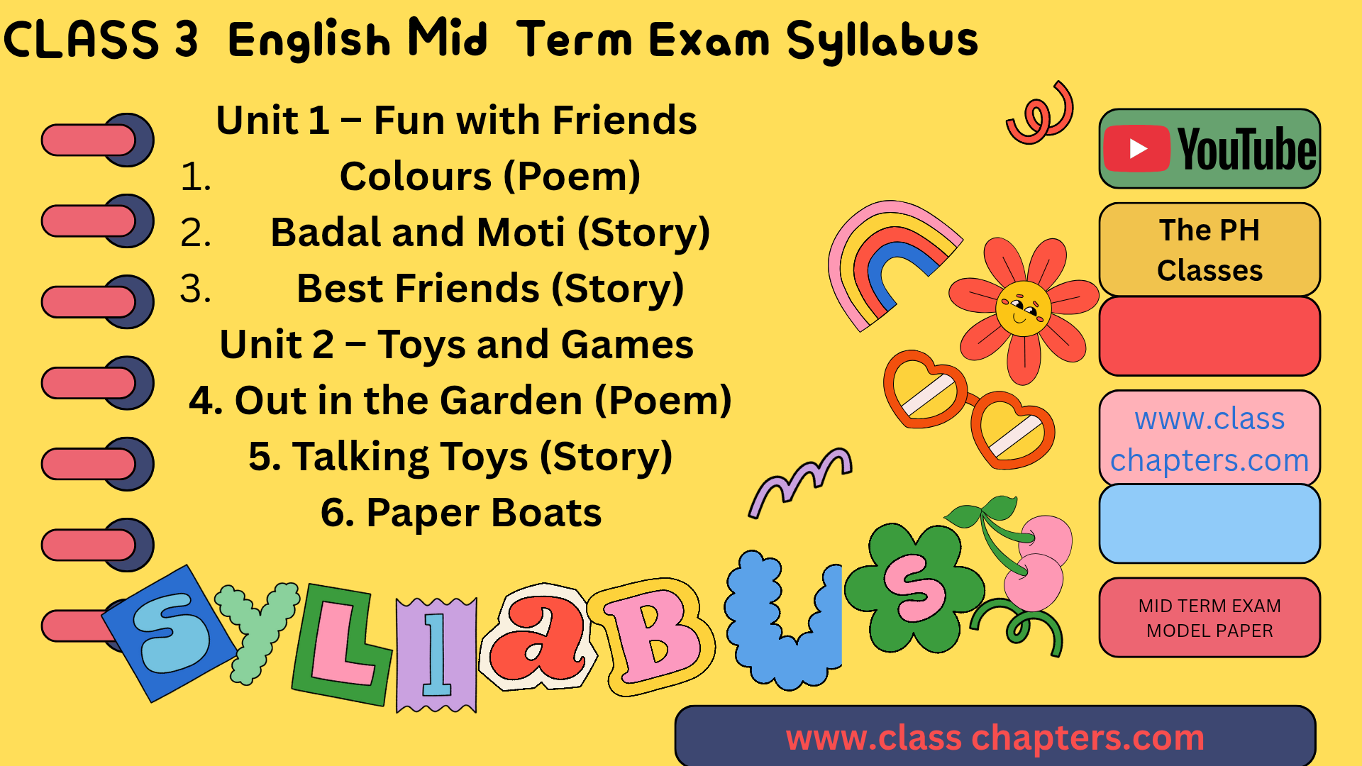 DOE Mid Term Exam Syllabus & Date Sheet 2025–26 - class chapters