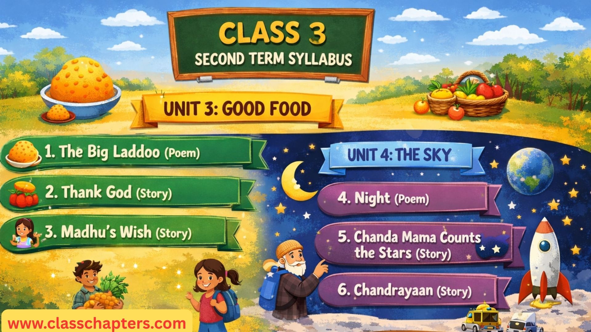 Class 3 English Second Term Syllabus 2025–26 - class chapters